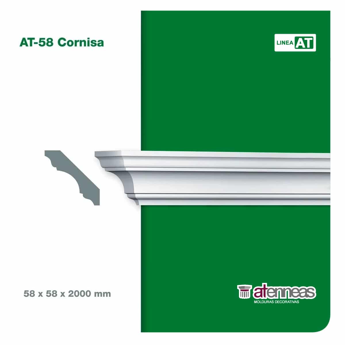 Moldura Cornisa Interior AT61 60 mm x 20 mm – Arteck – Construccion en seco